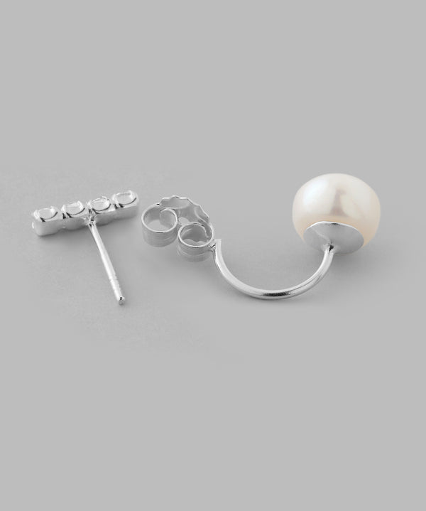 [ANEMONE] Jeweled Line x Pearl Back-Catch Earrings [Silver 925 ...