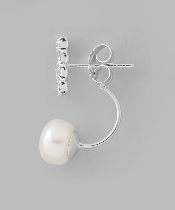 [ANEMONE] Jeweled Line x Pearl Back-Catch Earrings [Silver 925 ...